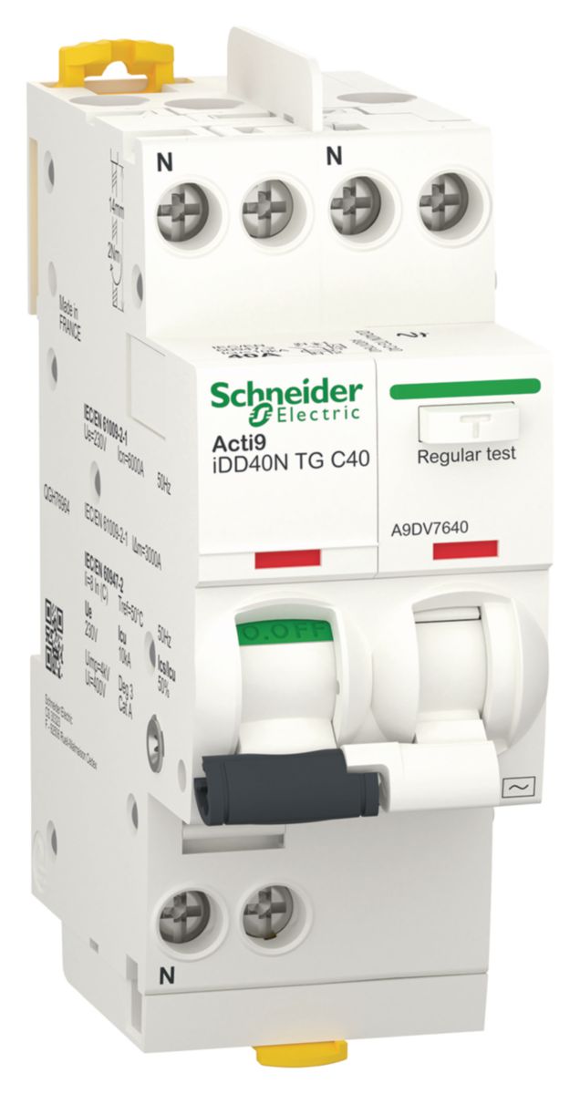 SCHNEIDER ELECTRIC - Acti9 iDD40N - disjoncteur différentiel tête de groupe - 1P+N C 40A 6000A ...