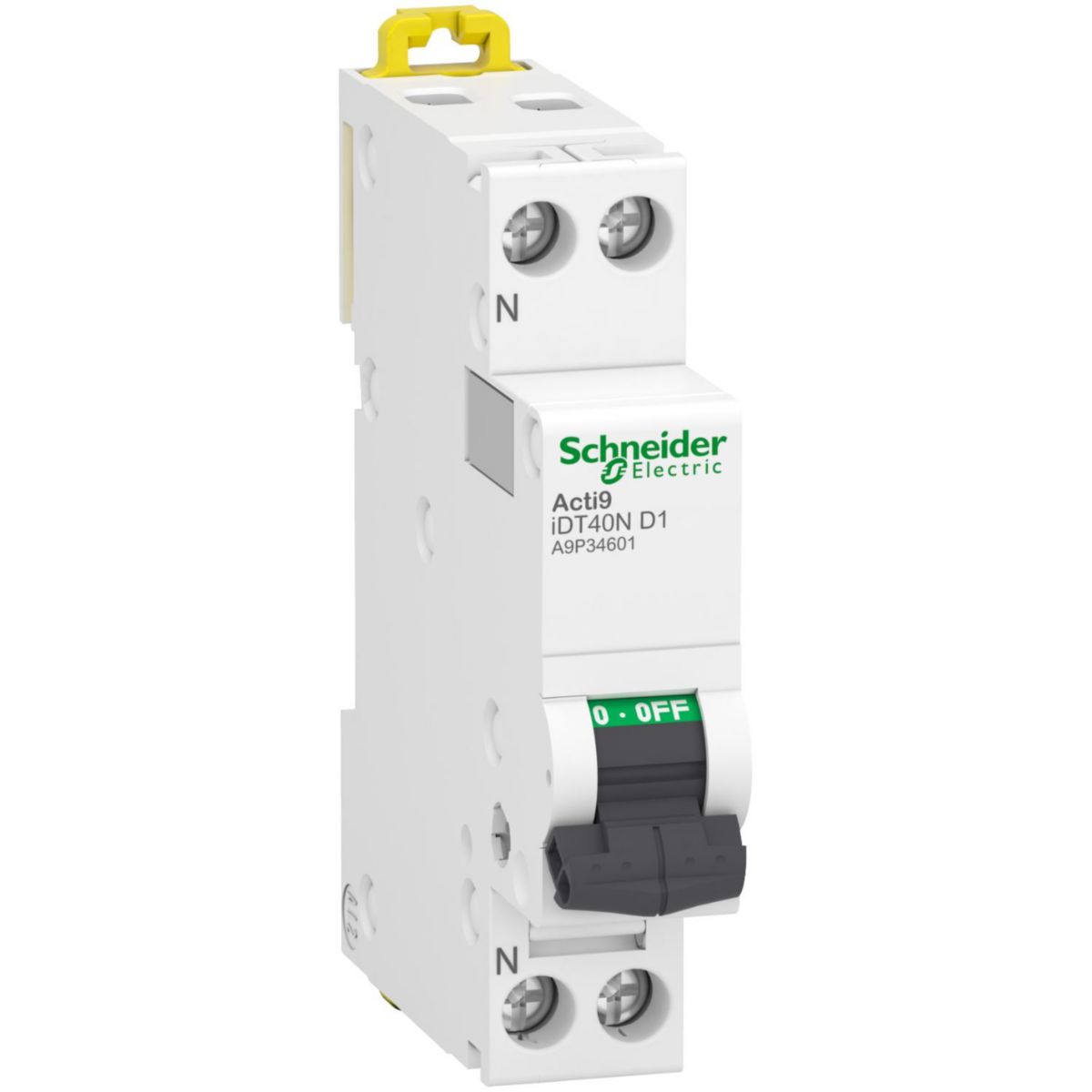 SCHNEIDER ELECTRIC - Acti9 iDT40N - disjoncteur modulaire - 1P+N D 1A 6000A/10kA 6000A Icn ...