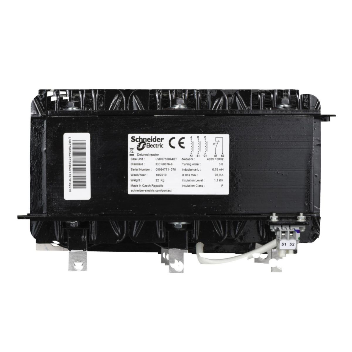 SCHNEIDER ELECTRIC - Sah self anti-harmonique 400v 50hz 50kvar 190hz réf. LVR07500A40T | CDL-ELEC