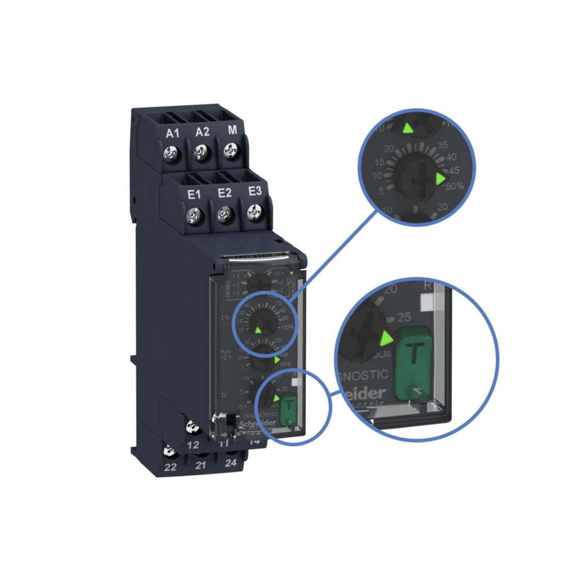 SCHNEIDER ELECTRIC - Zelio control rm22 - relais sur/sous-intensité - 4ma à 1a - 2of - 24v ...