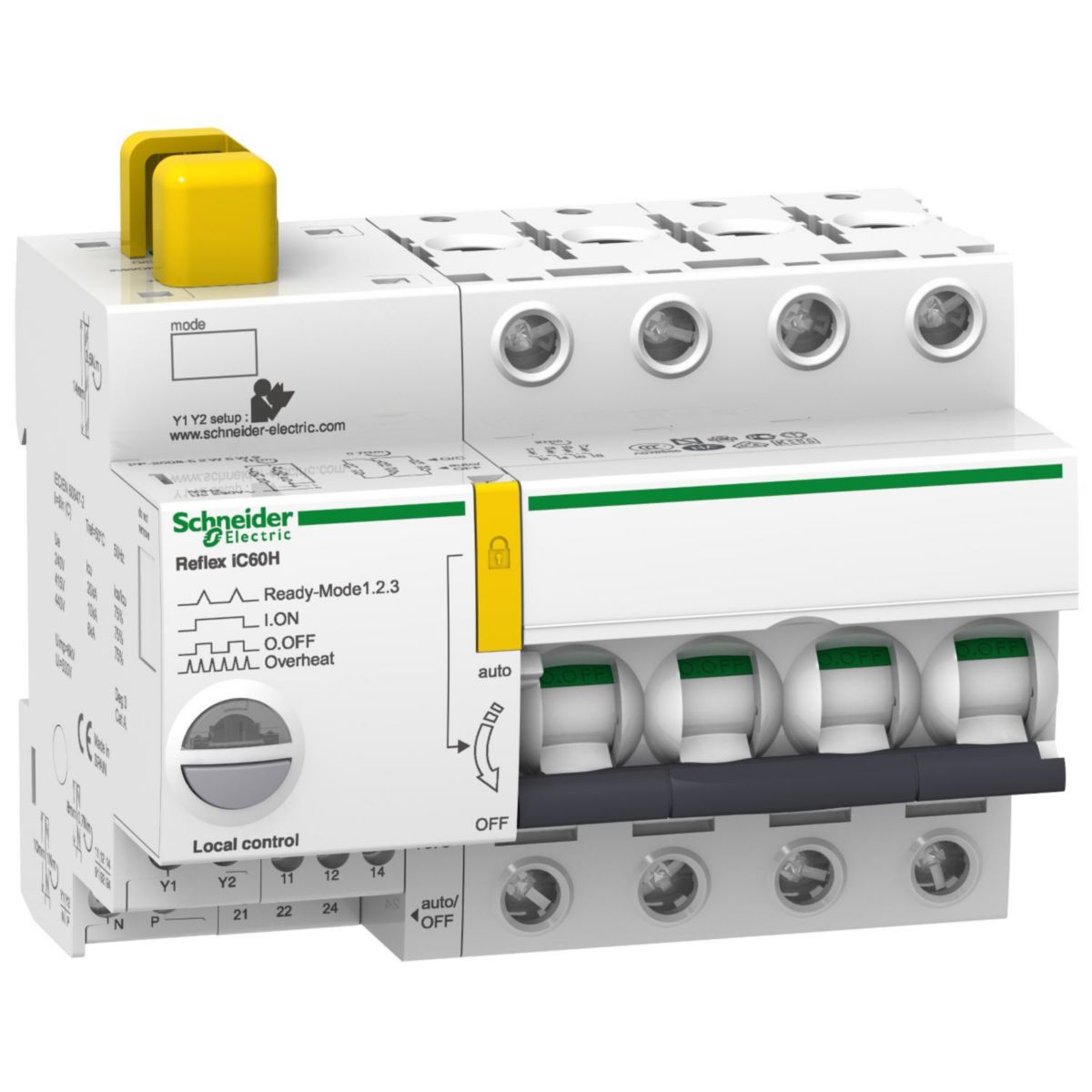 SCHNEIDER ELECTRIC - Acti9, reflex ic60h disjonct. à commande intégrée interface ti24 10a 4p ...