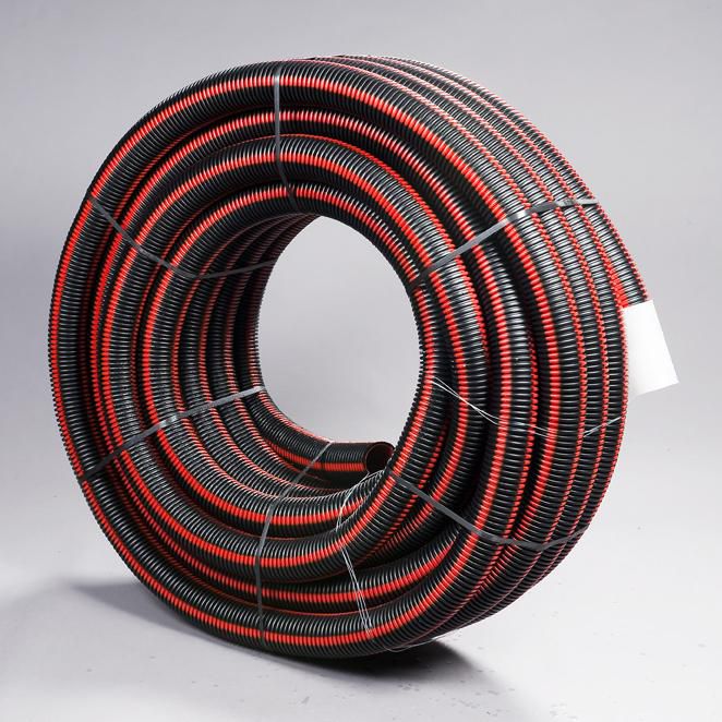 ELYDAN - Gaine Quattroflex noire à 4 bandes rouges diamètre 90 mm couronne de 50 mètres codet ...